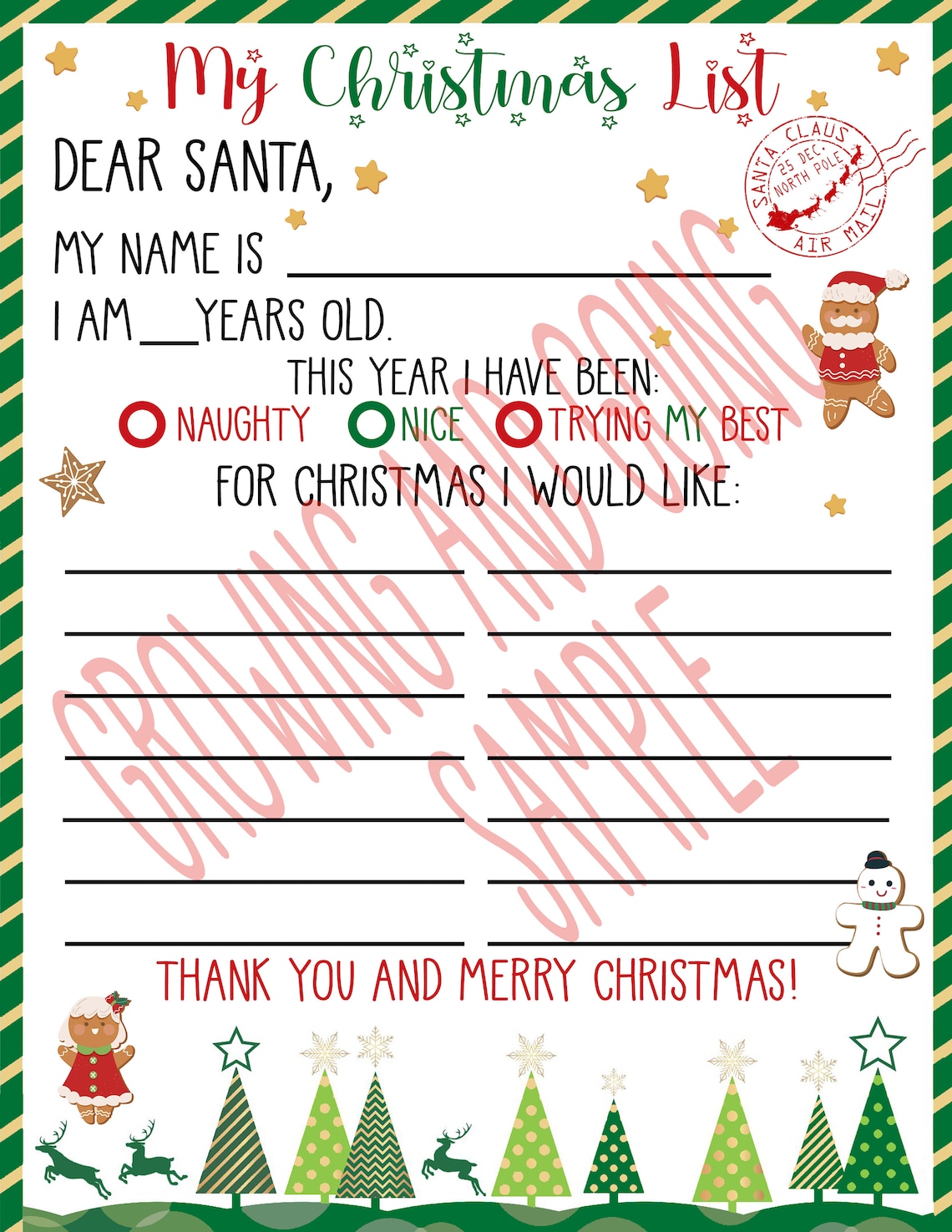 Christmas Wish List for Kids Christmas Printable Letter to - Etsy