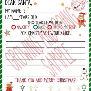 Christmas Wish List for Kids Christmas Printable Letter to Santa Boys ...