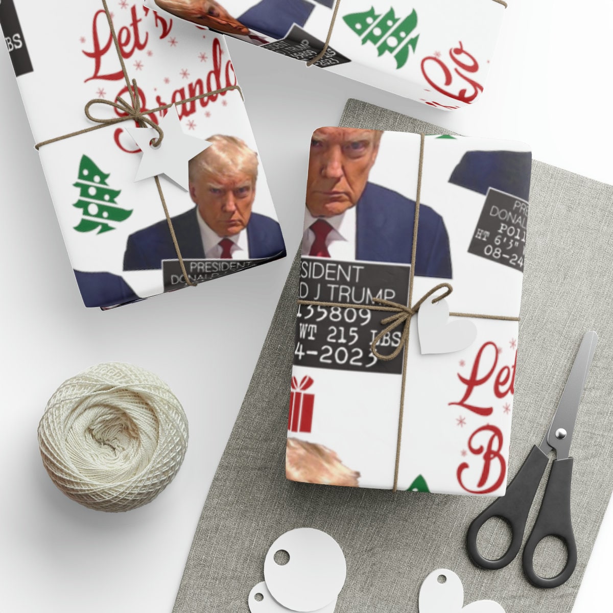 The Trump Mugshot Gift Wrap - Santa Trump 2024 Never Surrender Trump ...
