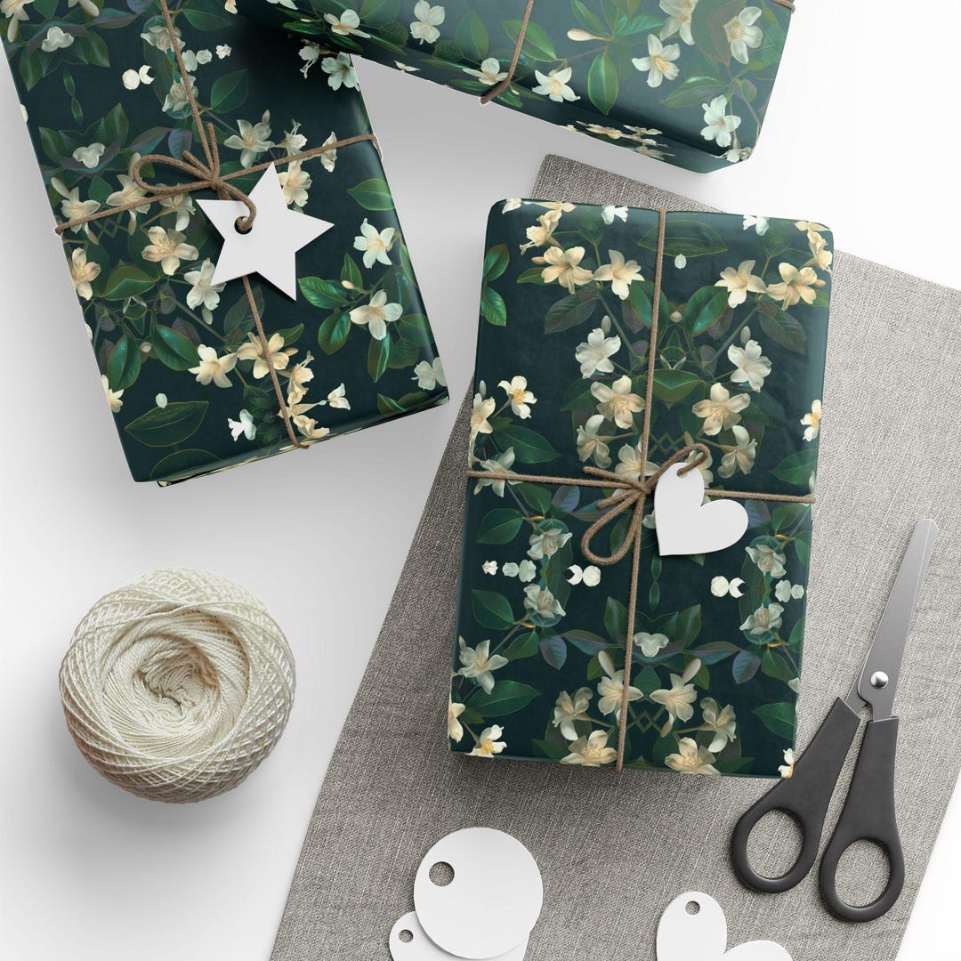 Jasmine Flower Wrapping Paper, Christmas Wrapping Paper, Wrapping Paper ...