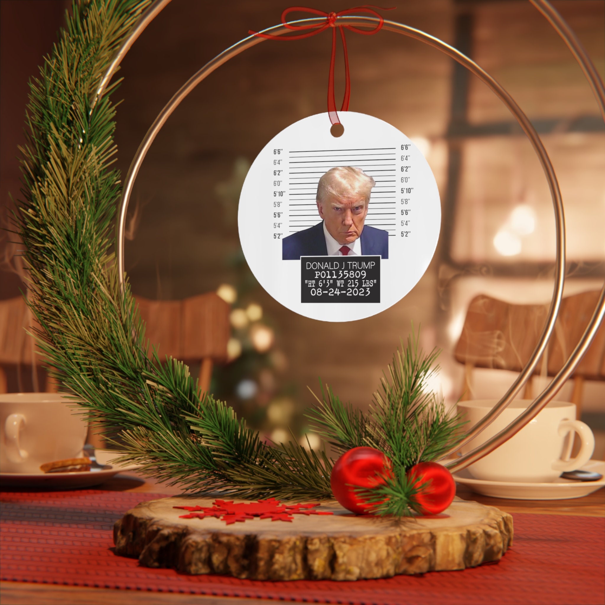 The Trump Mugshot 2023 Keepsake Metal Ornaments - Trump Ornament Trump ...