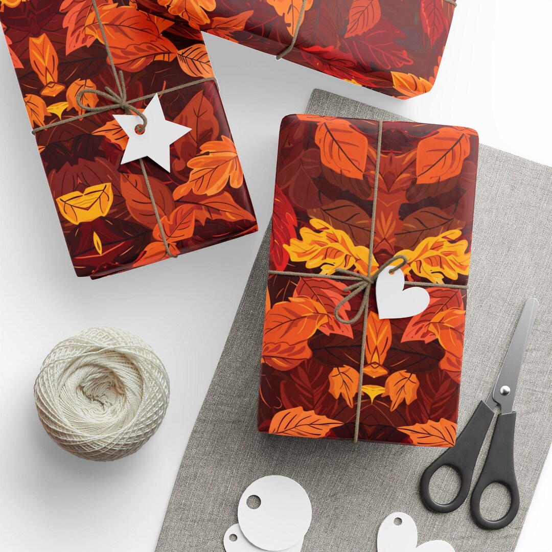 Autumn Leaves Wrapping Paper, Christmas Wrapping Paper, Wrapping Paper ...