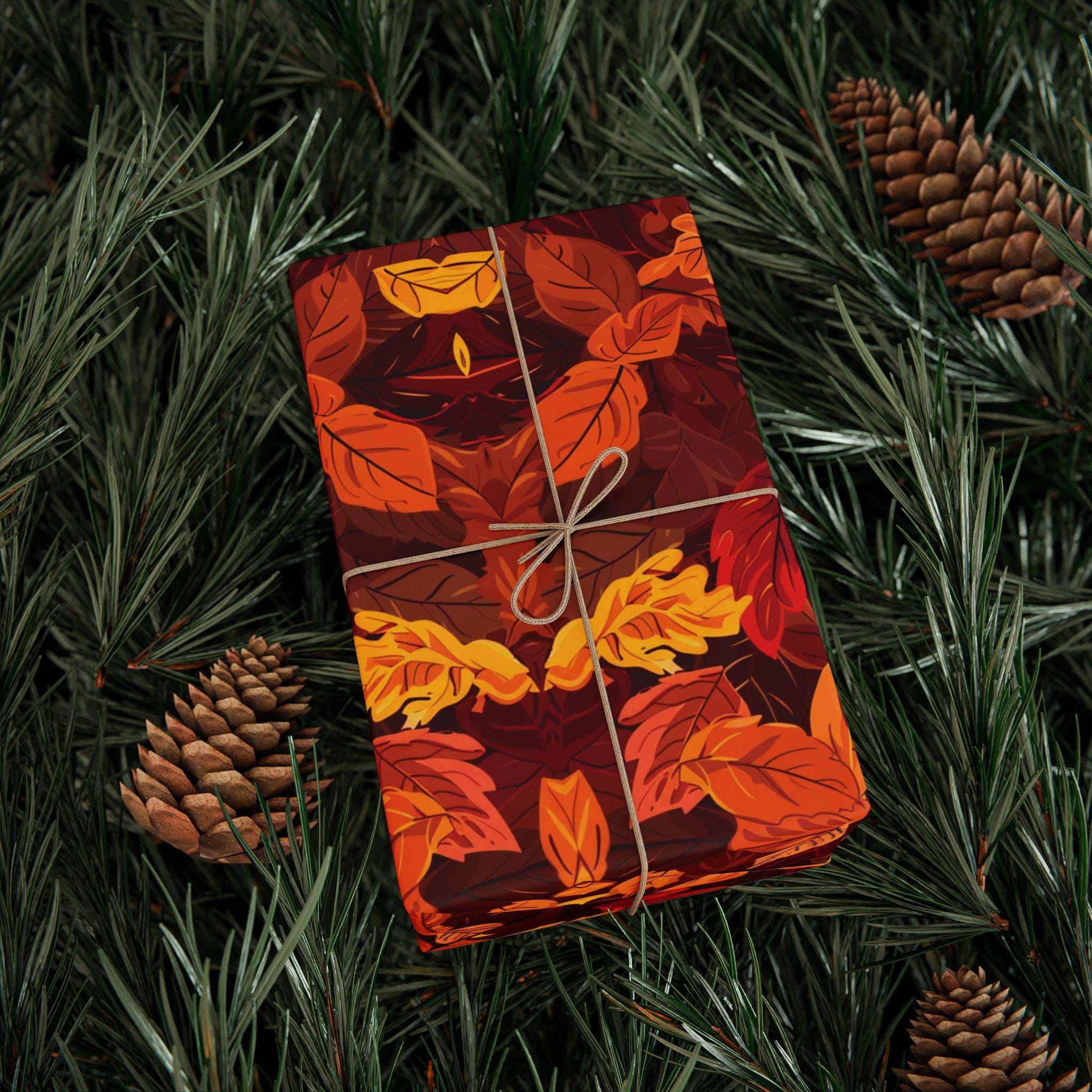 Autumn Leaves Wrapping Paper, Christmas Wrapping Paper, Wrapping Paper ...