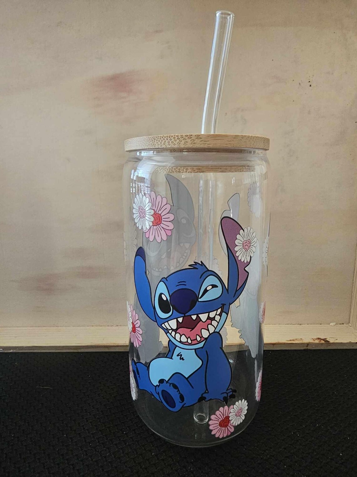 Stitch Inspired Glass Can Stitch and Scrump Can Coffee Glass Can Lilo ...