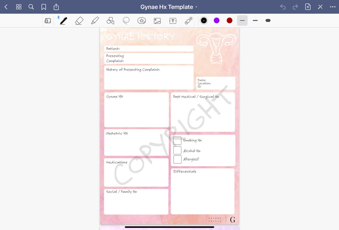GYNAE Medical History Template Duo DIGITAL DOWNLOAD Medicine ...