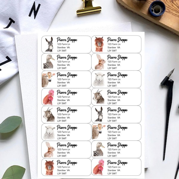 Farm Animal Address Labels - Etsy