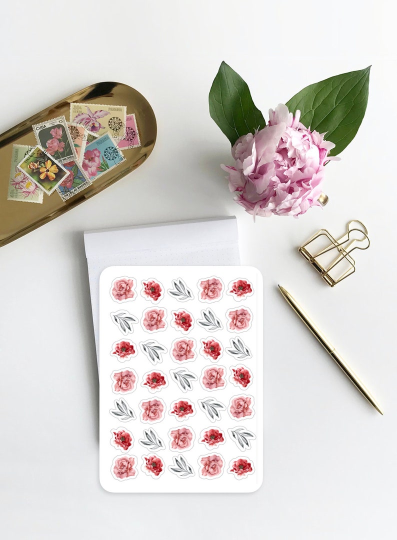 Mini Glossy Rose Stickers Cute Little Floral Stickers - Etsy