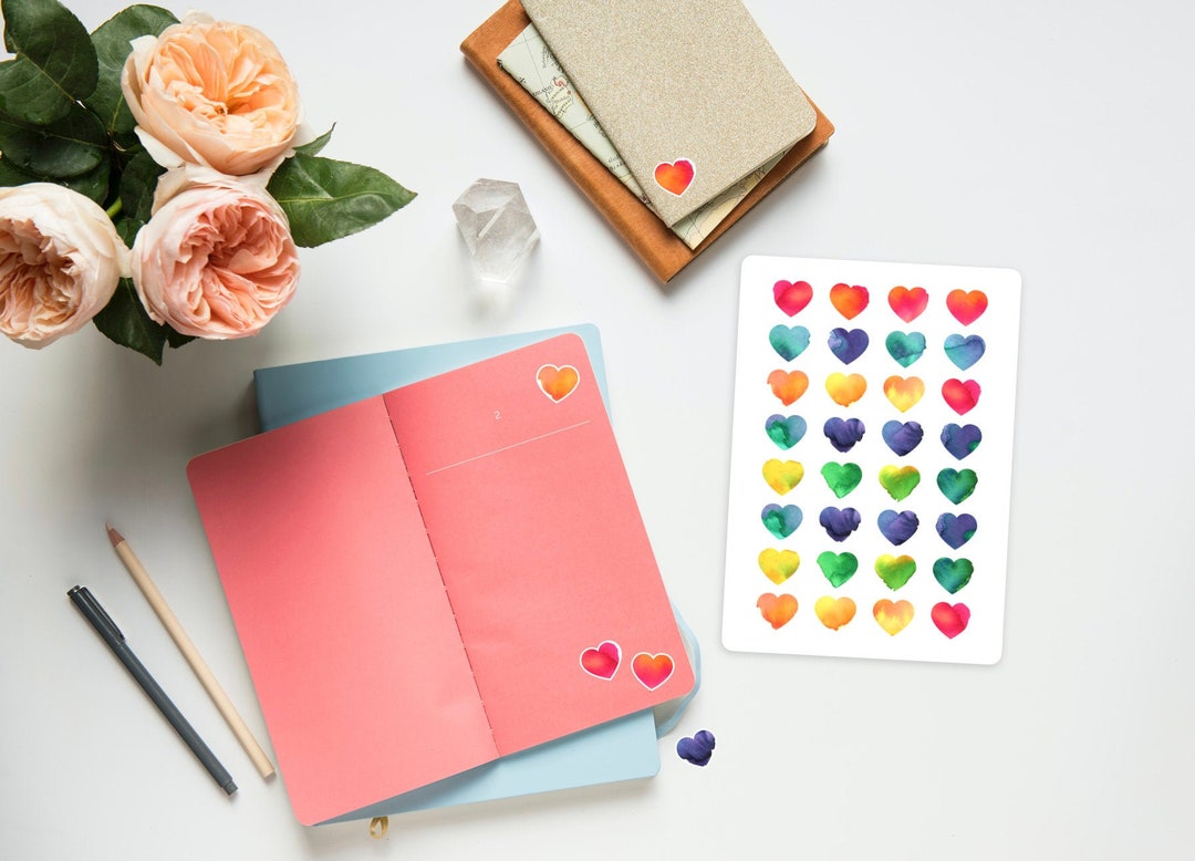 Watercolor Heart Stickers | Cute Journal Art | Craft and Scrapbook ...