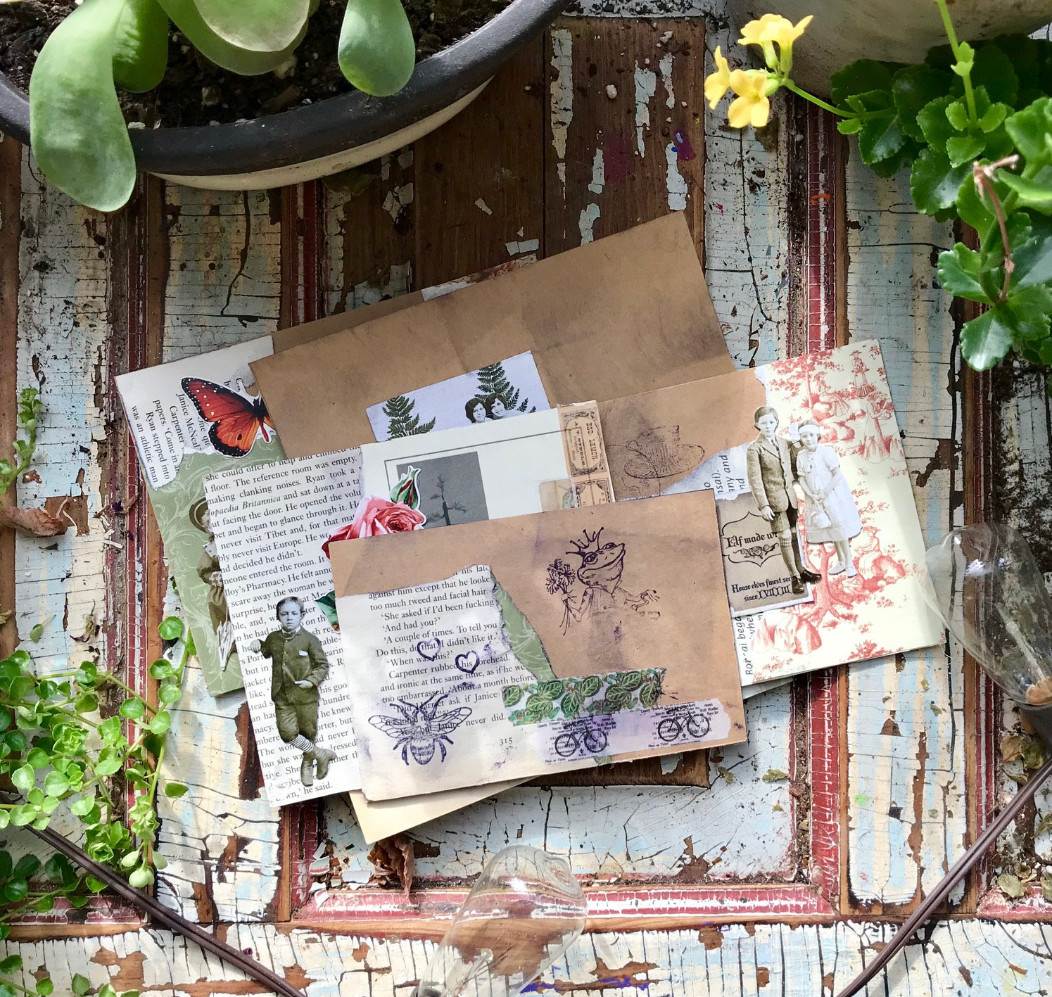 Vintage and Botanical Handmade Postcards Cottagecore Crafting - Etsy