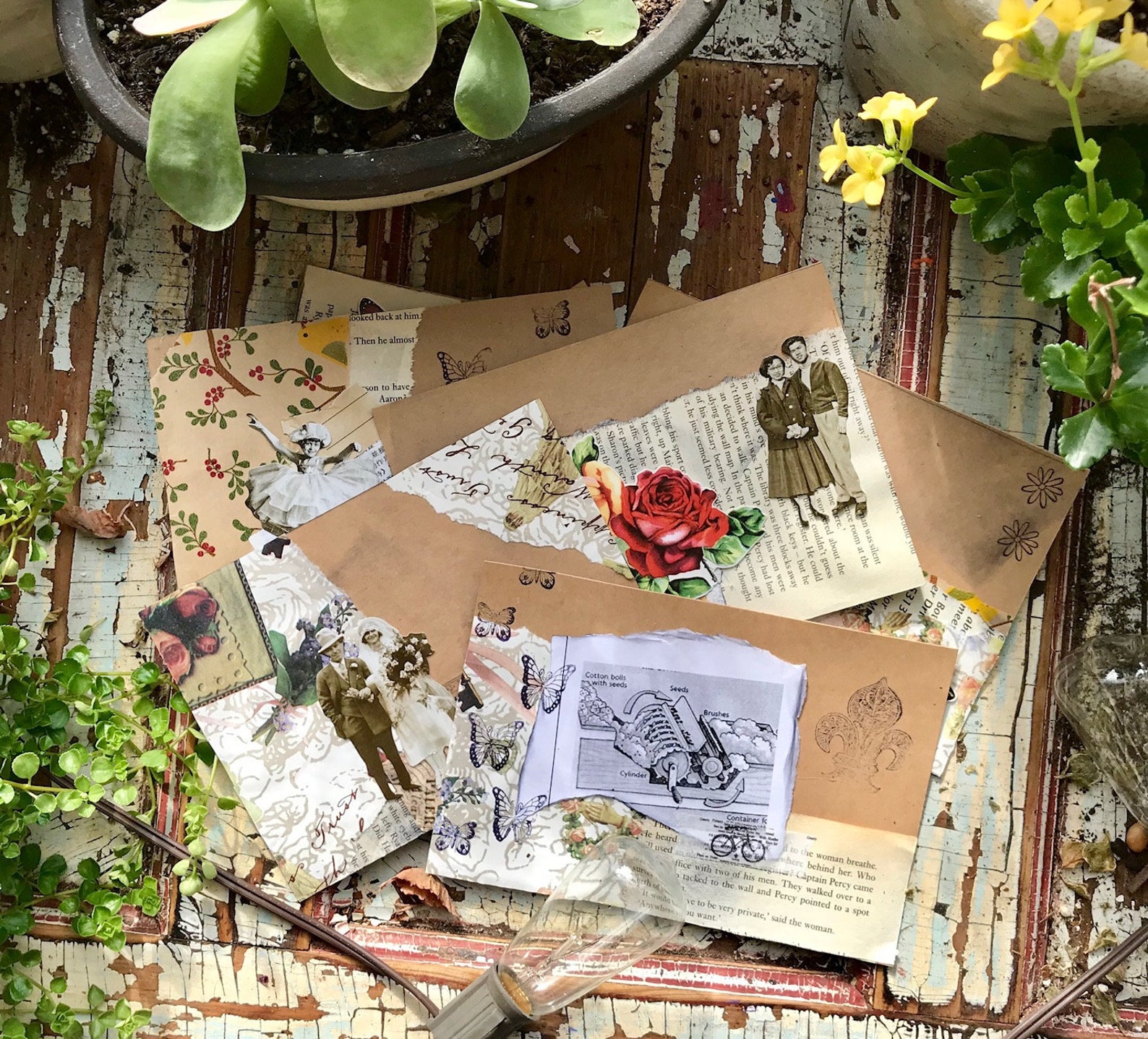 Vintage and Botanical Handmade Postcards Cottagecore Crafting - Etsy