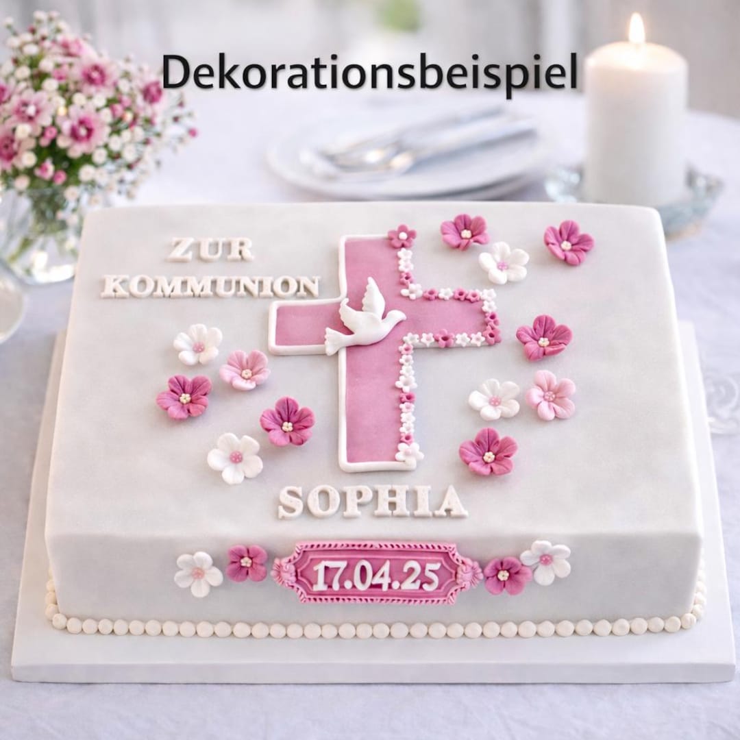 Personalized Edible Fondant Cake Decoration for First Communion. Cake ...