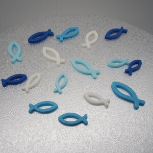 Tortendeko Kommunion Fische essbar Zuckerdeko Aufleger Taufe Fondant ...