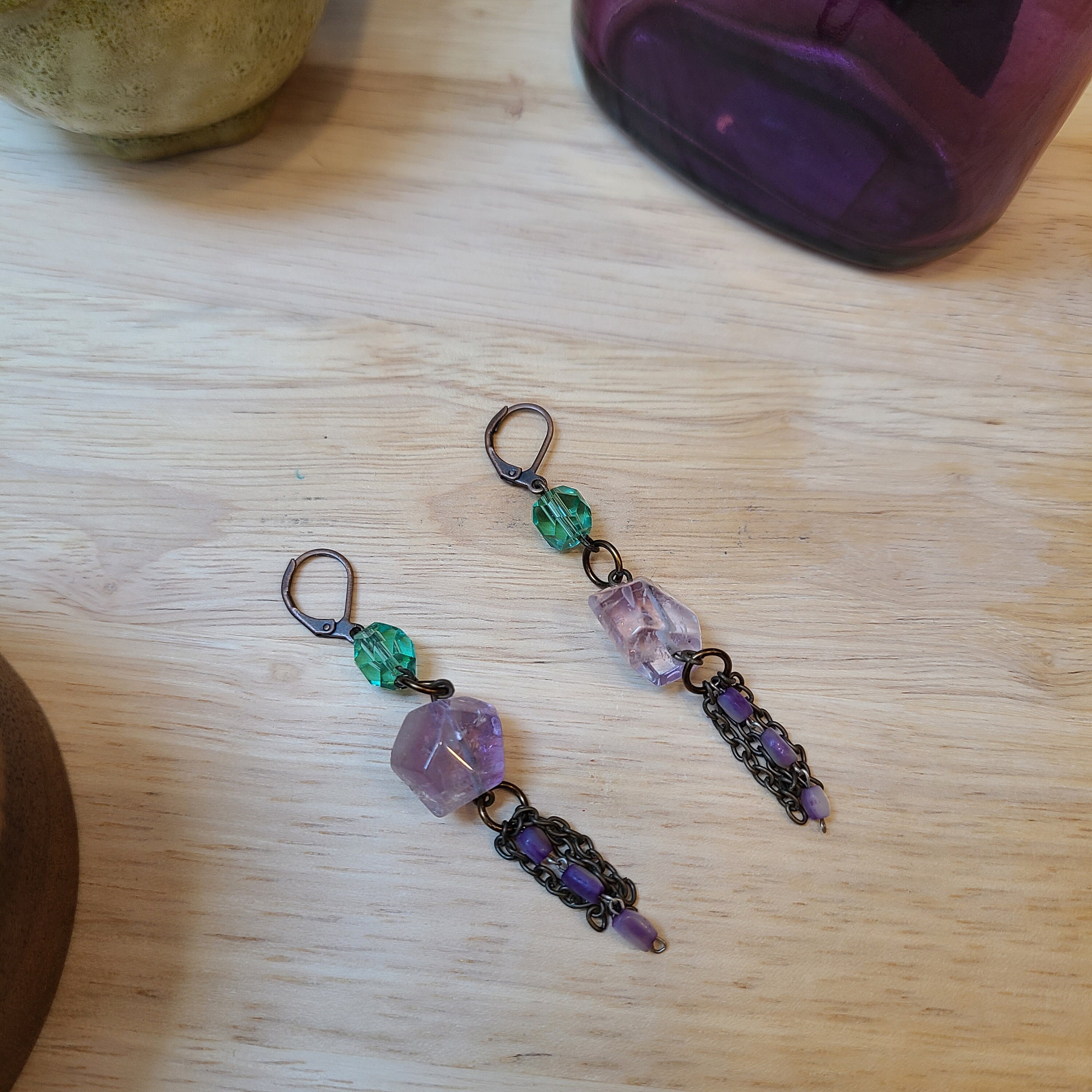 Upcycled Earrings Repurposed Jewelry Repurposed Jewelry Earrings Purple ...