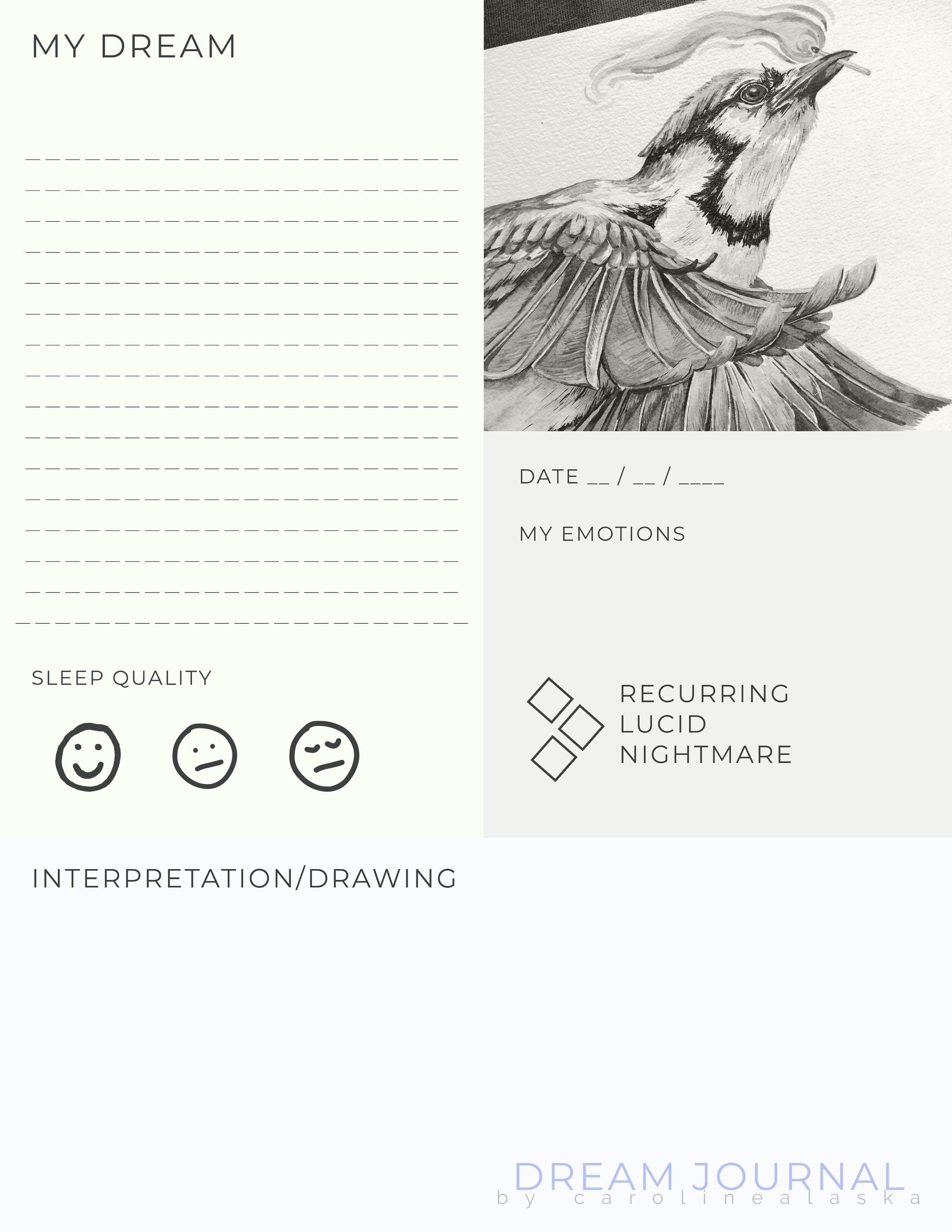 Dream Journal Printable Editable Dream Journal Printable - Etsy