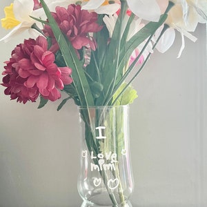Personalized Vase, Kid’s Handwriting Vase, Gift for Mimi, Flower Vase ...