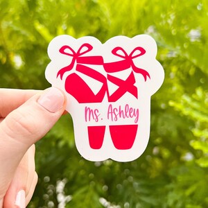 Ballet Shoes Custom Name Sticker, Dance, Pointe Shoes Sticker, Teacher ...