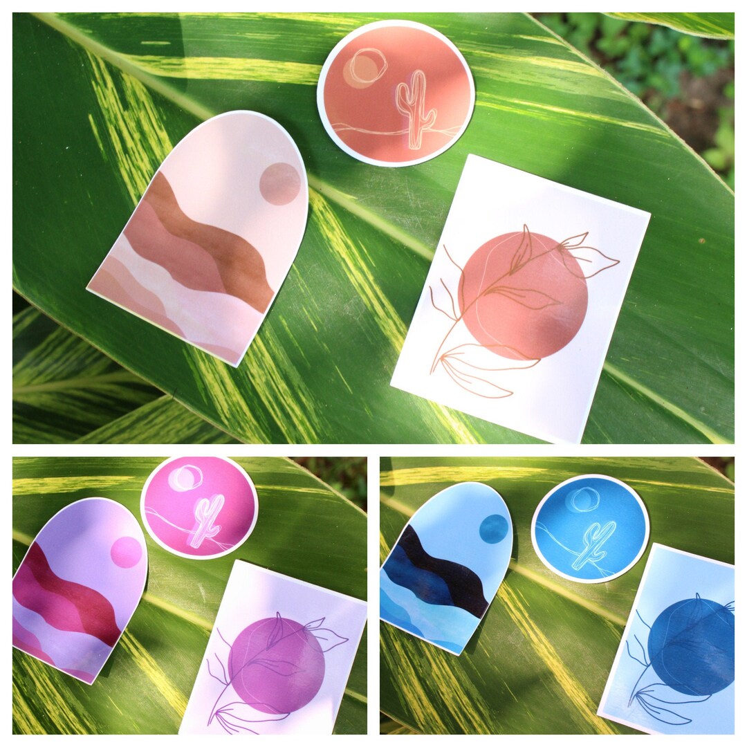 Boho Desert Scenes Vinyl Sticker, Boho, Simple, Colorful, Laptop ...