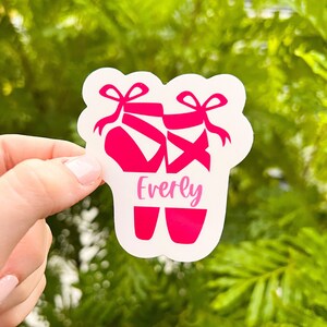 Ballet Shoes Custom Name Sticker, Dance, Pointe Shoes Sticker, Teacher ...
