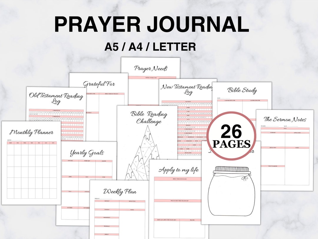 Prayer Journal Printable Bible Study Guide Gratitude Journal Bible ...