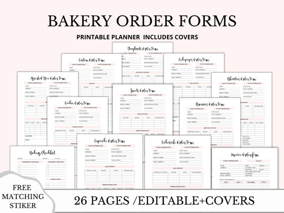 Bakery Business Forms Bakery Forms Bakery Business Cake | Etsy