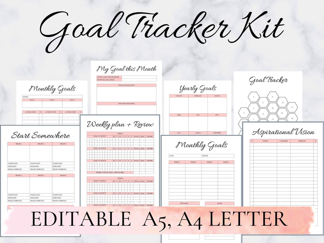 Goal Tracker Kit, Planner Goal, Printable Goal Planner, Goal Tracker ...