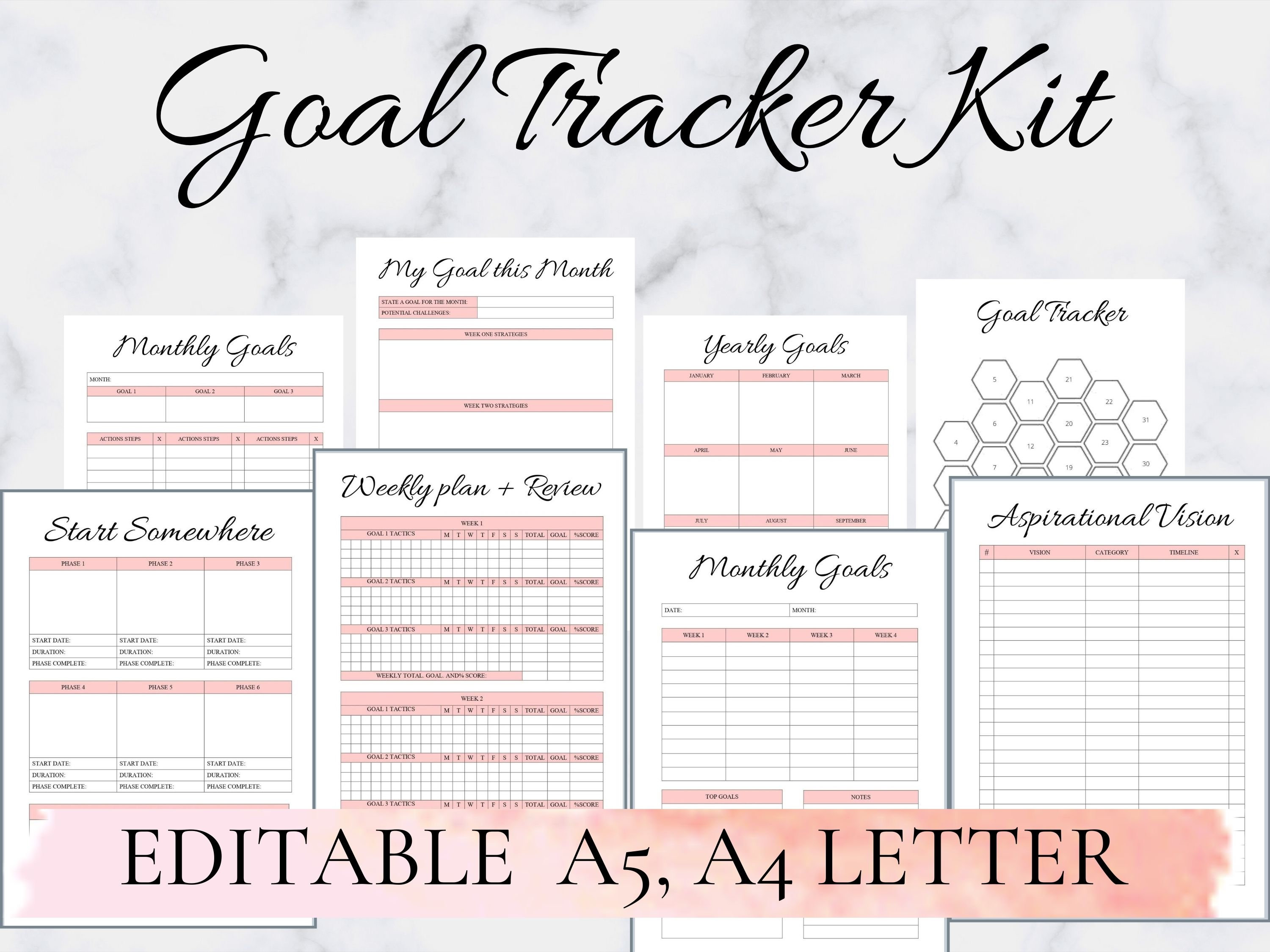 Goal Tracker Kit, Planner Goal, Printable Goal Planner, Goal Tracker ...