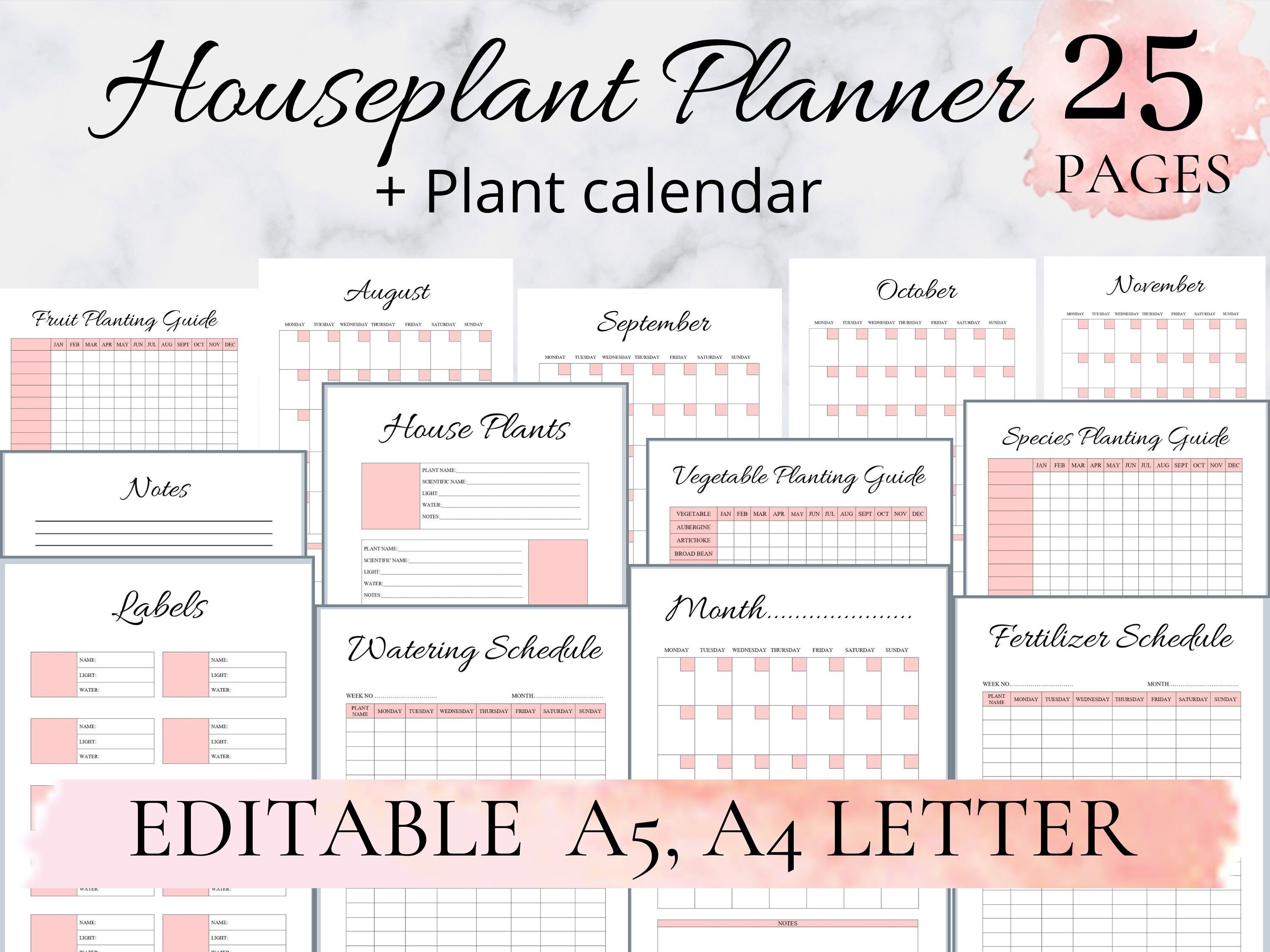 Printable Garden Planner, Plant Planner,garden Calendar, Houseplant ...