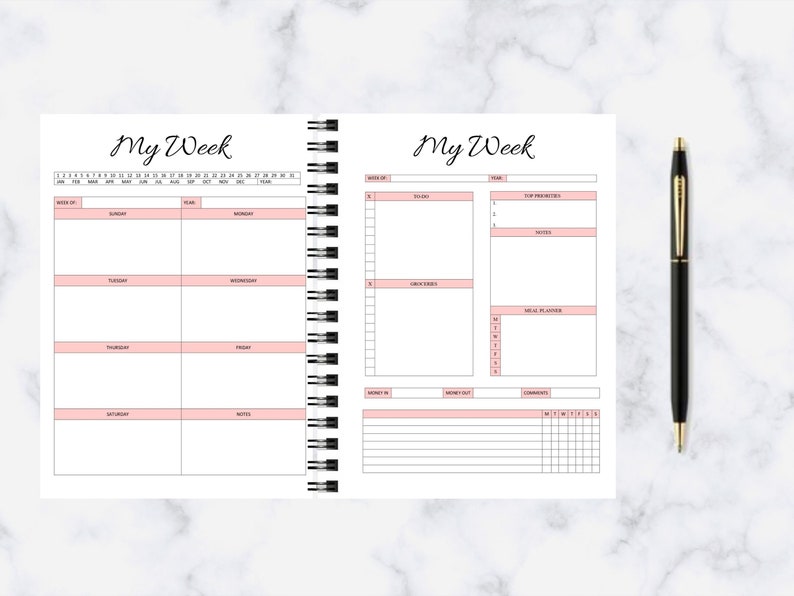 Week at a Glance Printable Weekly Planner Printable Week at a Glance ...