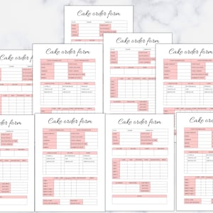 Cake Order Form Printable Cake Order Form, Bakery Order Form, Baking ...