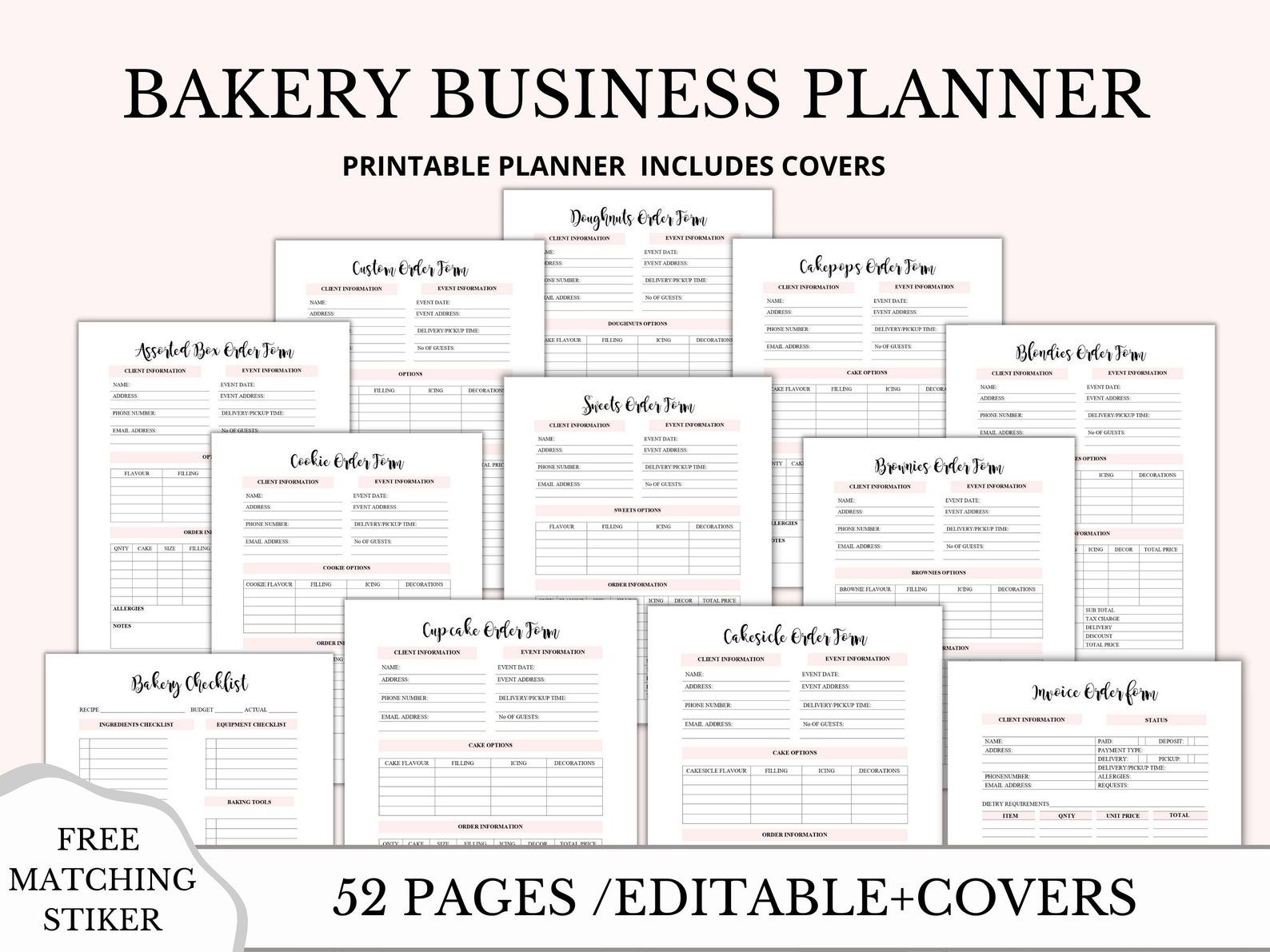 Bakery Business Planner Bakery Planner Bakery Order Fomr - Etsy