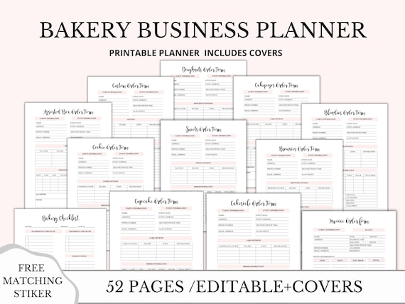 Bakery Business Planner Bakery Planner Bakery Order Fomr - Etsy
