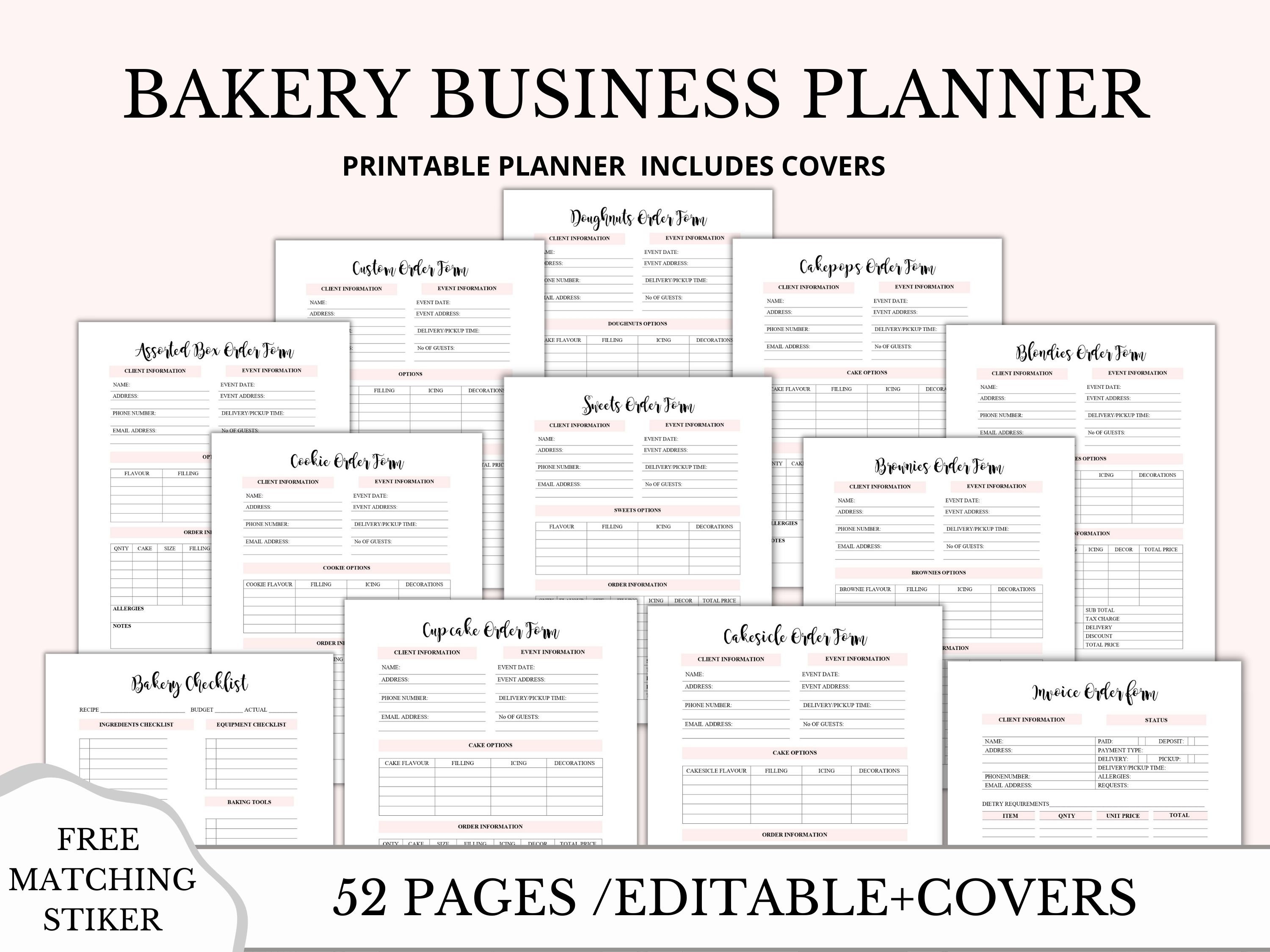 Bakery Business Planner Bakery Planner Bakery Order Fomr - Etsy