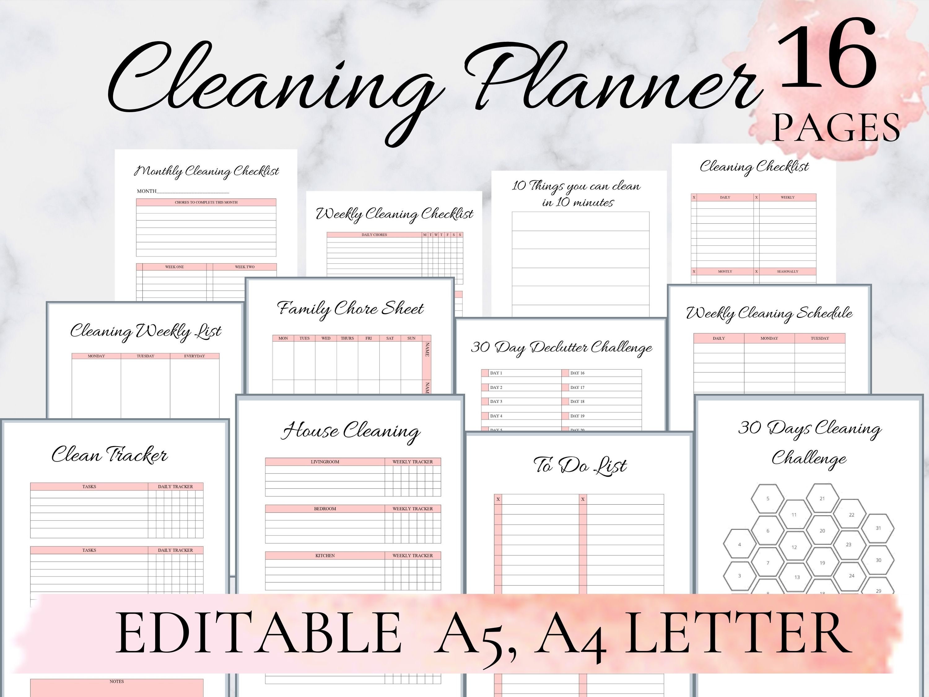Cleaning Planner Printable Cleaning Schedule Cleaning - Etsy