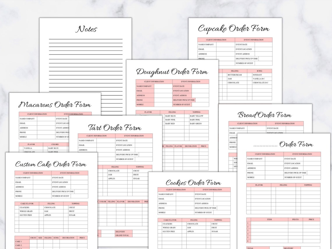 Bakery Business Planner Cakes Cupcakes Home Baking Bakery Printable ...