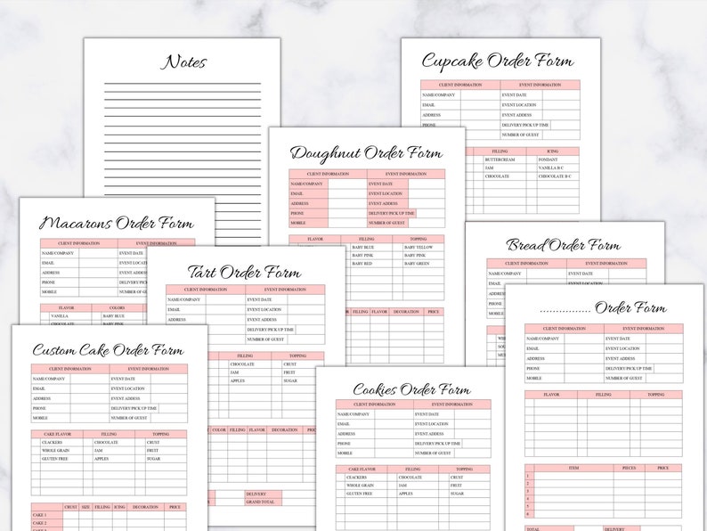 Bakery Business Planner Cakes Cupcakes Home Baking Bakery Printable ...