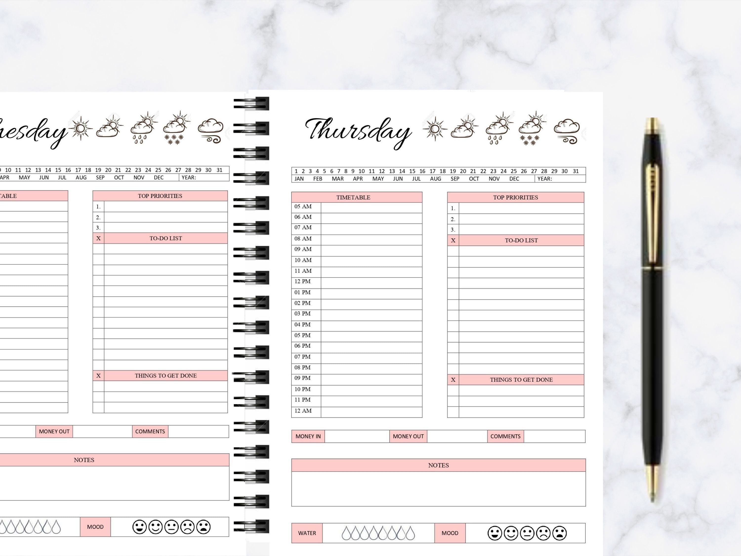 Printable 7 Day Planner Daily Planner Day Planner Work Planner - Etsy