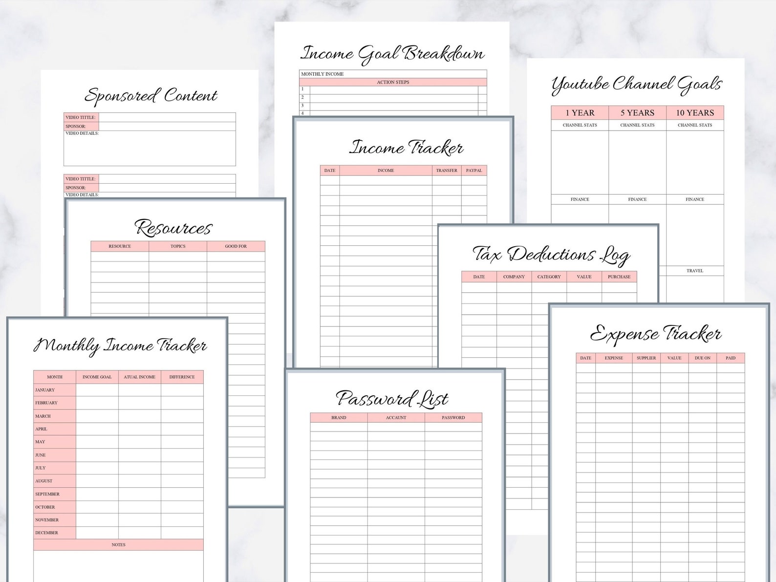 Youtube Planner, Youtube Planner Printable, Youtube Planner Digital ...