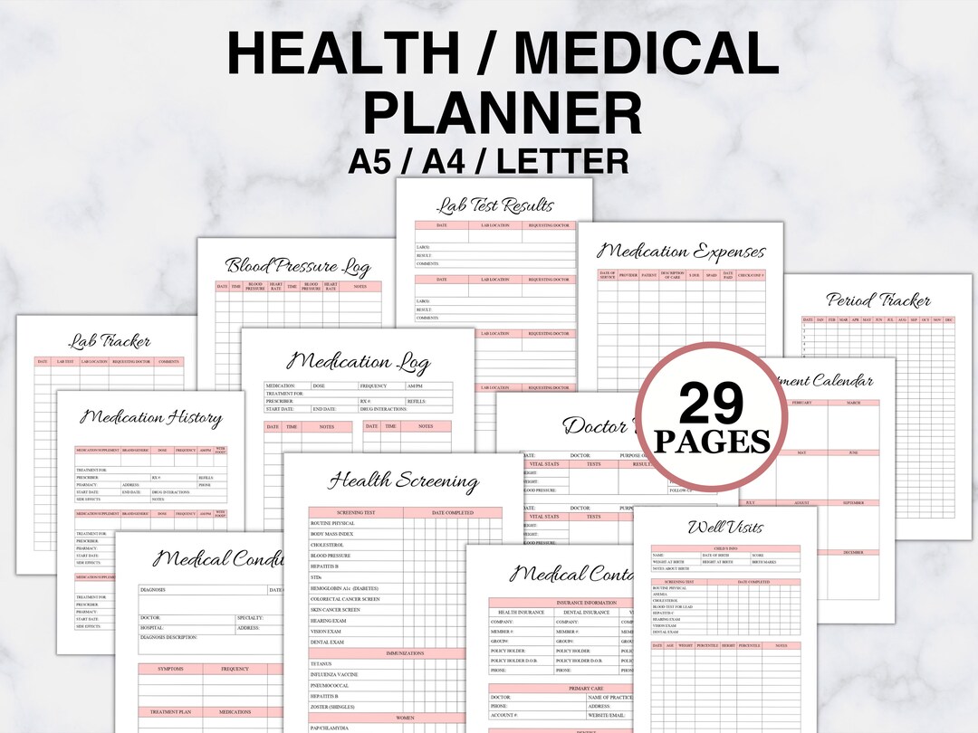 Printable Medical Planner Template, Healthcare Planner, Health Planner ...
