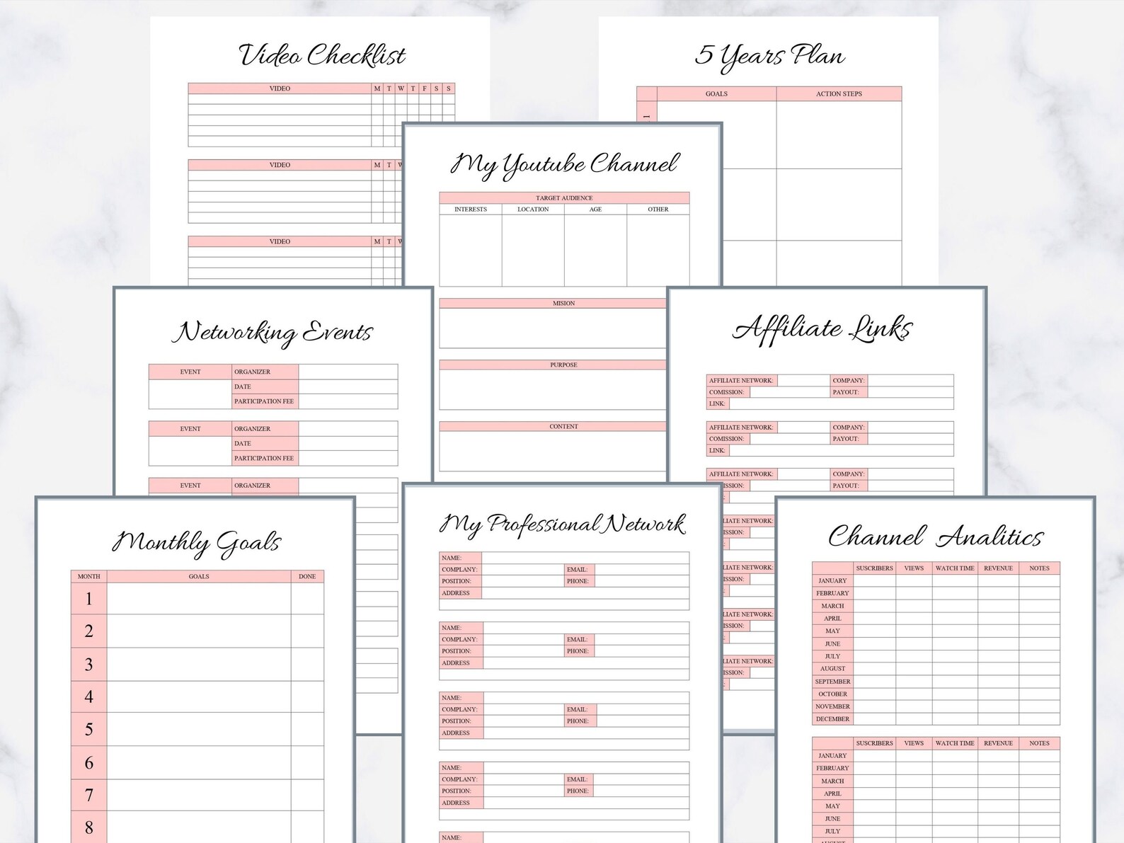 Youtube Planner, Youtube Planner Printable, Youtube Planner Digital ...
