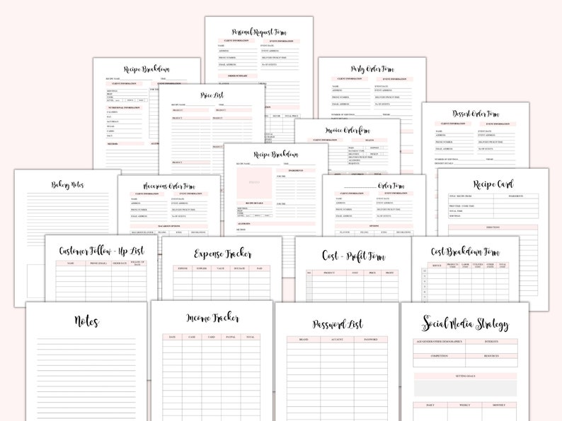 Bakery Business Planner Bakery Planner Bakery Order Fomr - Etsy