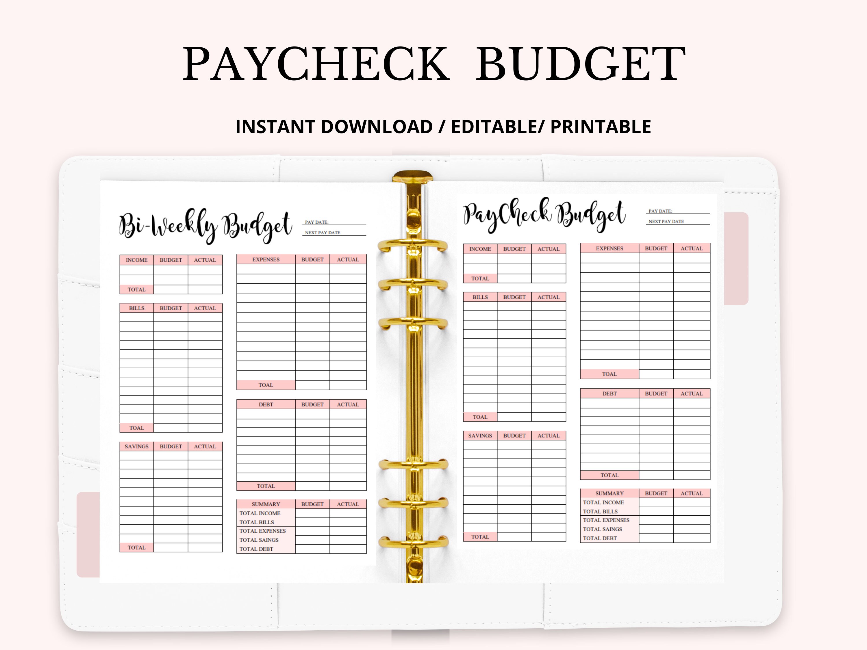 Printable Paycheck Planner, Printable Budget Paycheck Planner Bi-weekly ...
