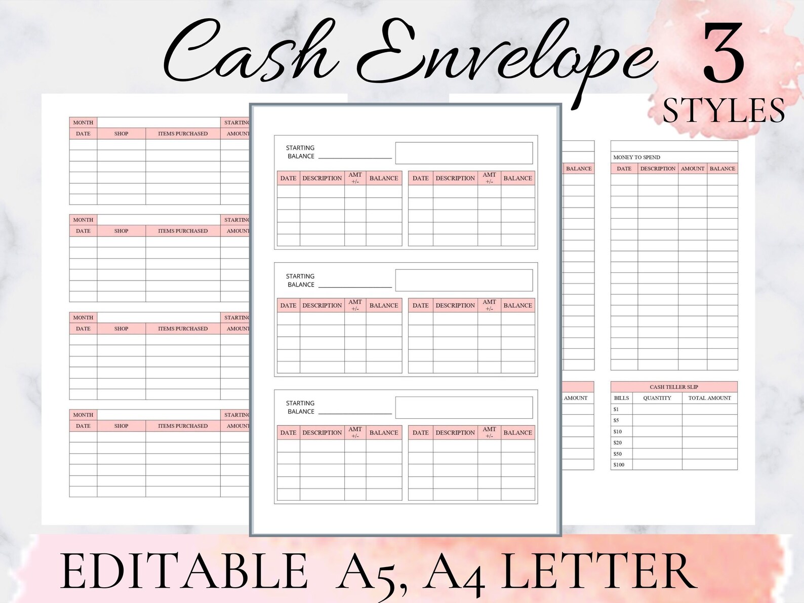 Cash Envelope System, Printable Cash Envelope Inserts, Cash Envelope ...