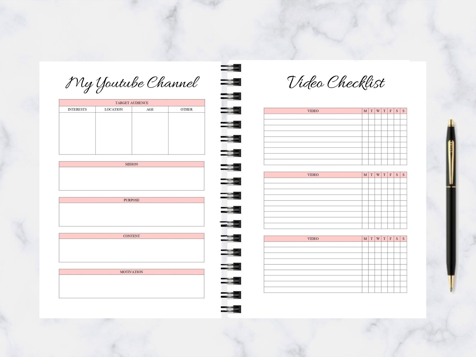 Youtube Planner, Youtube Planner Printable, Youtube Planner Digital ...