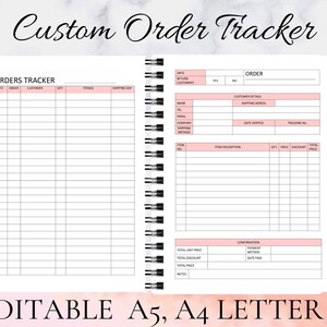 Custom Order Form, Order Tracker, Printable Order Form, Order Form ...