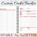 Custom Order Form, Order Tracker, Printable Order Form, Order Form ...