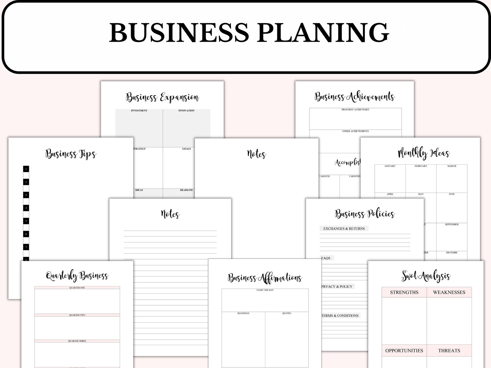 Business Planner Small Business Planner Home Business Organizer ...