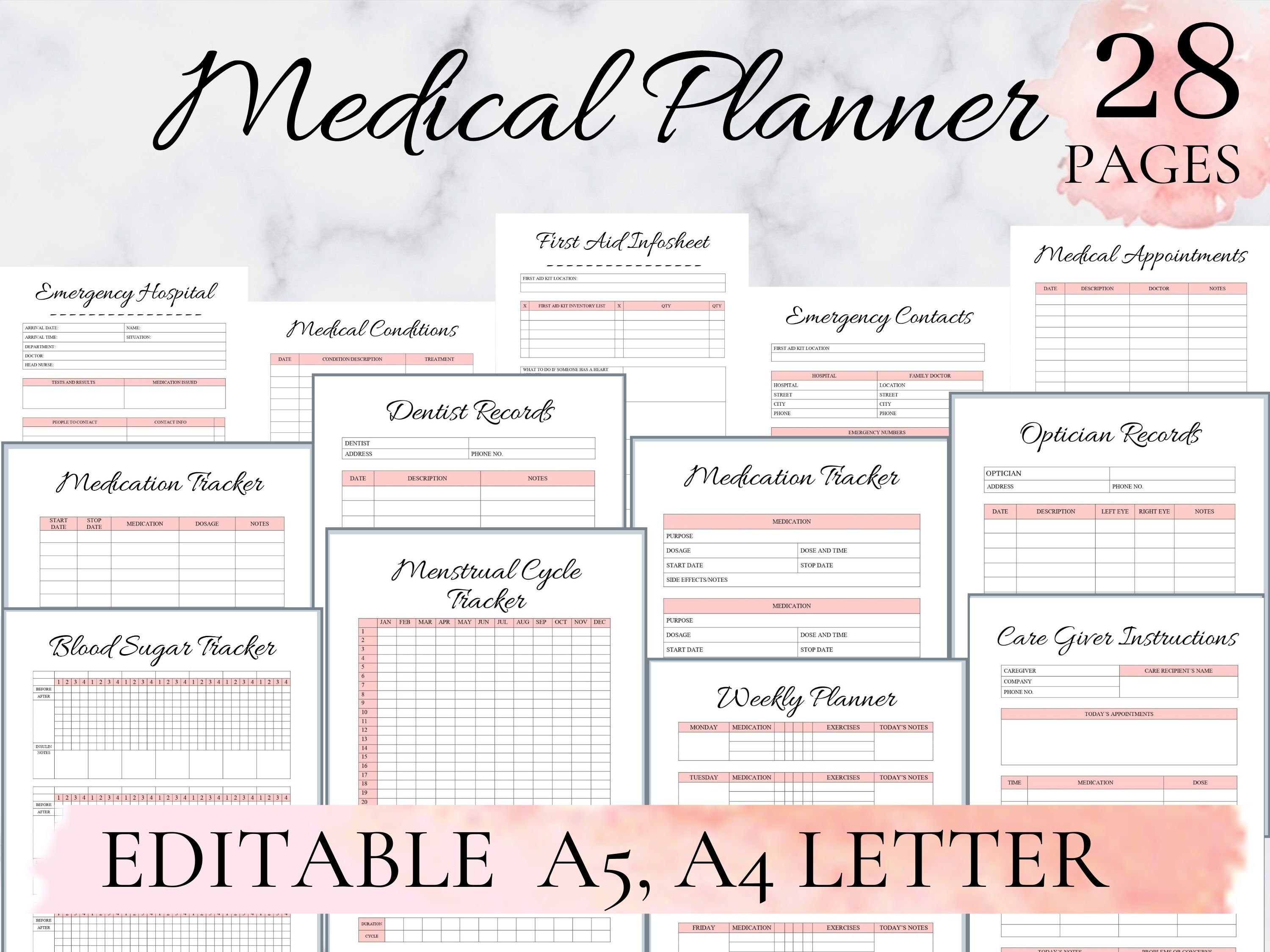 Printable Medical Planner, Medical Planner, Health Care Planner ...