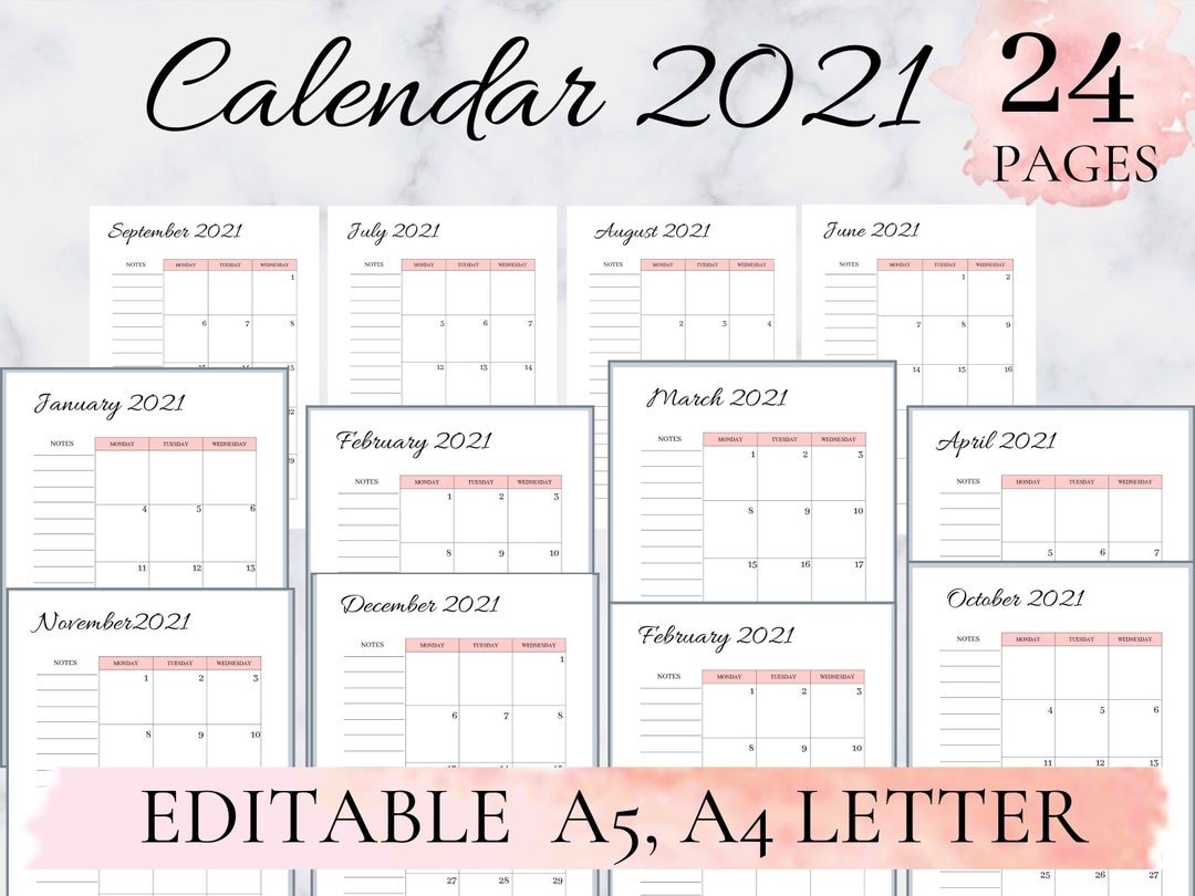 2021 Monthly Planner, 2021 Calendar Planner, 2021 Printable Calendar ...