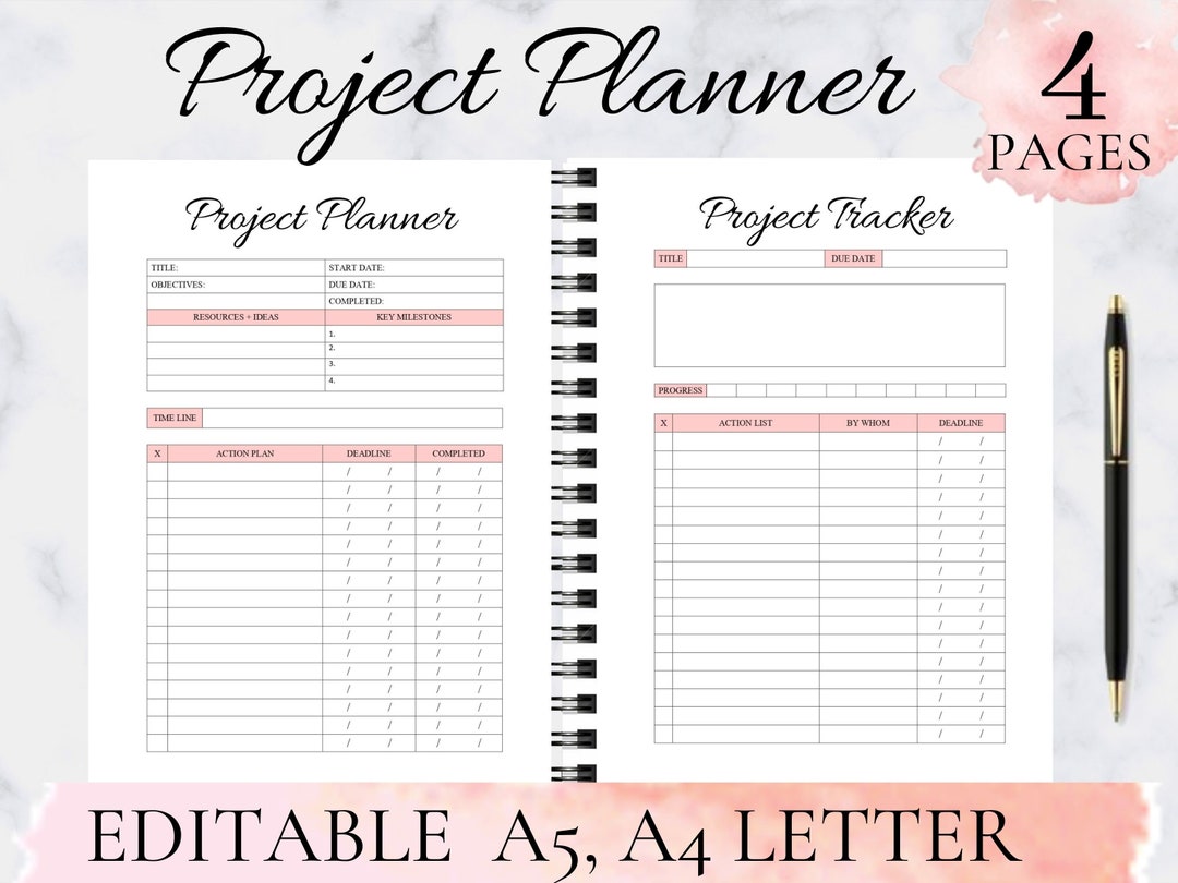 Printable Project Planner, Printable Project Tracker, Project Planner ...