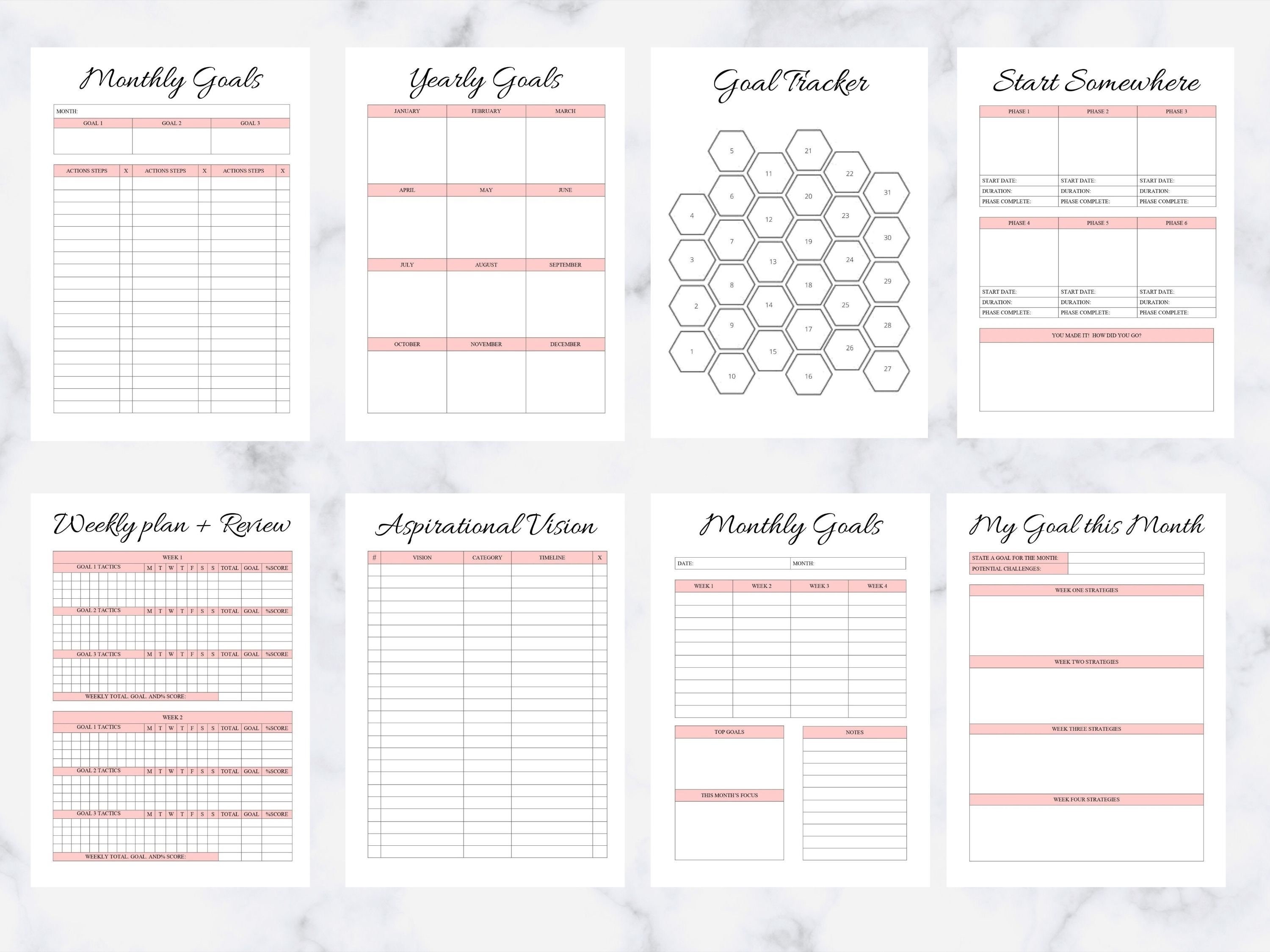 Goal Tracker Kit, Planner Goal, Printable Goal Planner, Goal Tracker ...